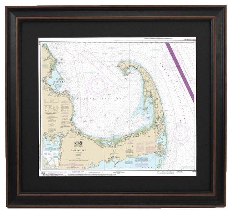 Framed Nautical Chart, Cape Cod Bay - Traditional - Prints And Posters ...