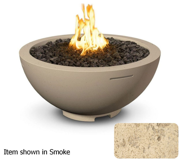 American Fyre 32" Fire Bowl Natural Gas, Travertine - Contemporary ...
