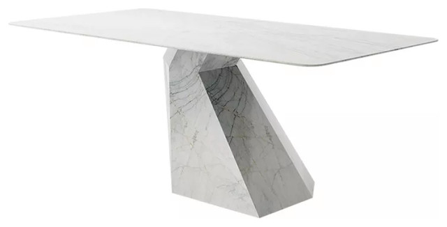 White Marble Dining Table, Small - Contemporary - Dining Tables - by ...