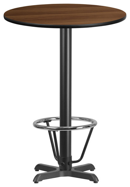 30" Round Walnut Laminate Table, X-Base - Contemporary - Indoor Pub And ...