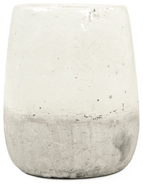 Medium White Stone Vase - Farmhouse - Vases - by Zentique, Inc. | Houzz