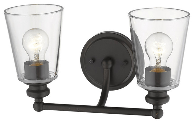 Two Light Antique Bronze Glass Shade Wall Sconce - Transitional - Wall ...
