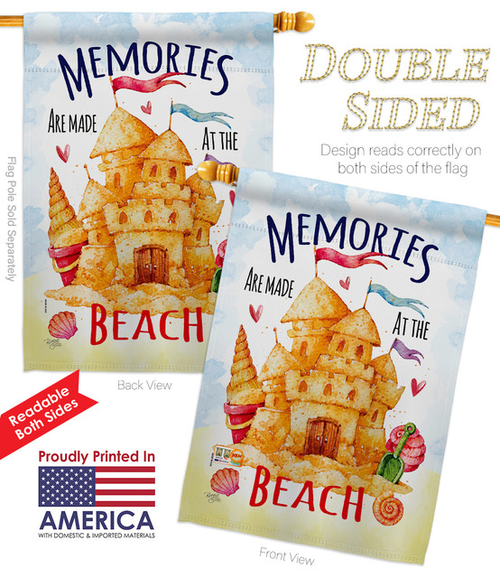 Beach Memories Decorative Vertical Double Sided House Flag, 28"x40"x0.1 ...