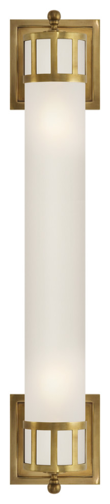 Openwork Long Sconce in Bronze with Frosted Glass - Transitional - Wall ...