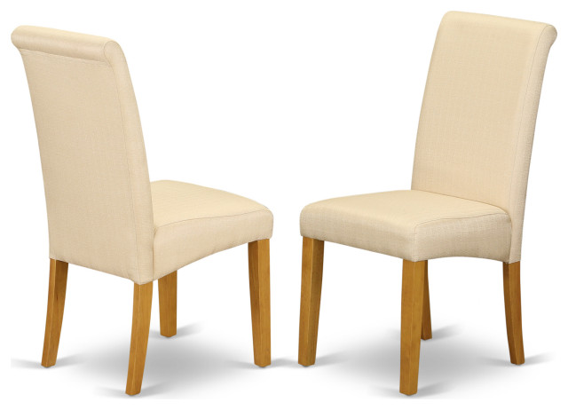 Parson Chair With Oak Finish Leg and Linen Fabric-Light Baige Color ...
