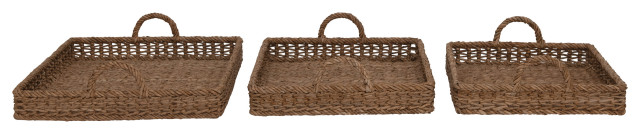 S/3 Decorative Water Hyacinth Tray - Beach Style - Serving Trays - by ...