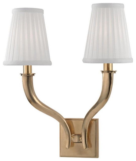 Two Light Wall Sconce - 15.25 Inches Wide by 17 Inches High Aged Brass ...