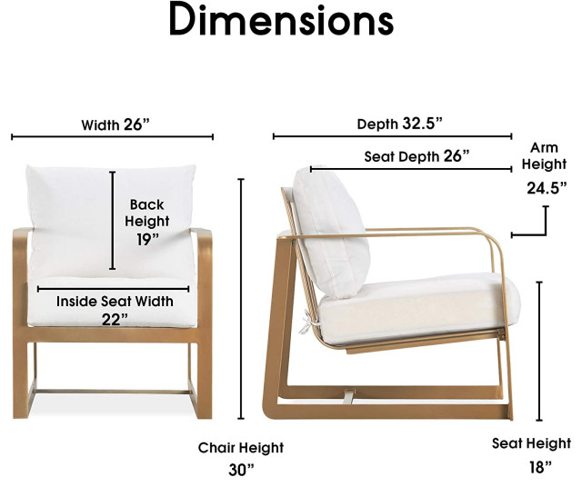 Elegant Patio Armchair, Rounded Arms With Cushioned Seat and Back ...