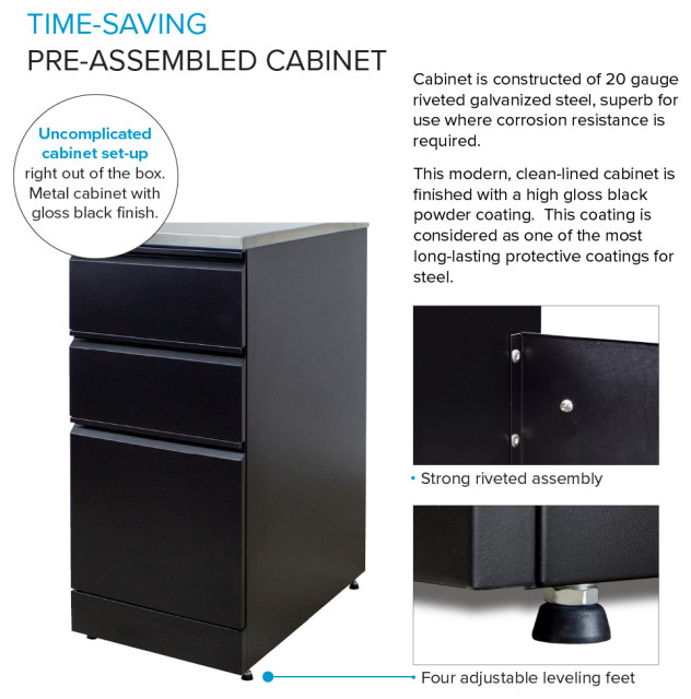 Transolid 15.4"x22.4" 20-Gauge Metal Freestanding Cabinet, Matte Black ...