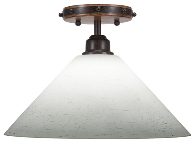 Blacksmith 1-Light Semi-Flush, White Muslin - Industrial - Flush-mount ...