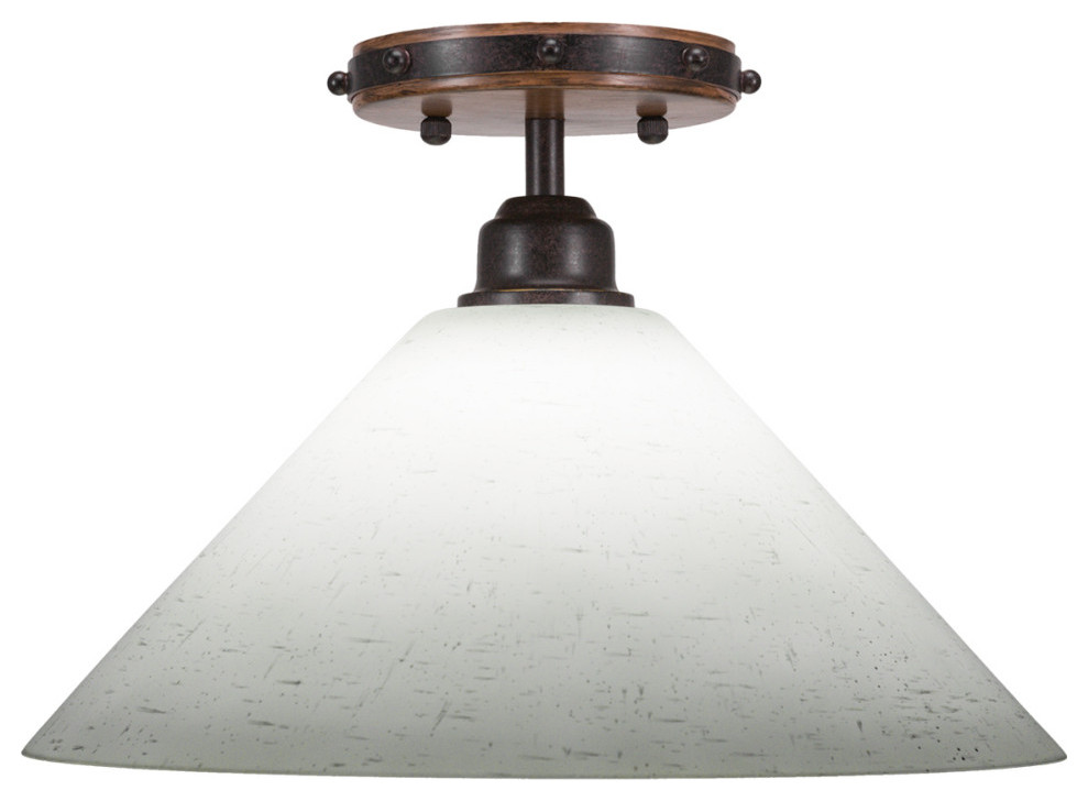 Blacksmith 1-Light Semi-Flush, White Muslin - Industrial - Flush-mount ...