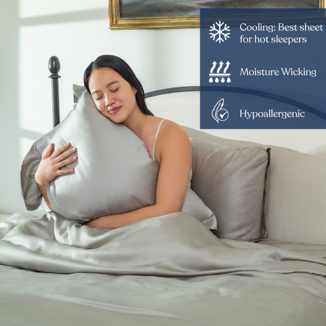 Delara 100% Eucalyptus Lyocell Tencel Bedding Sheet Bundle, Queen, 96 ...