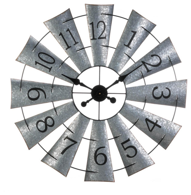Galvanized Windmill Wall Clock - Farmhouse - Wall Clocks - by ...