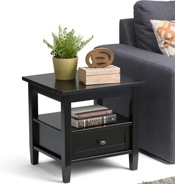 Atlin Designs Transitional Wood End Side Table in Tobacco Brown ...