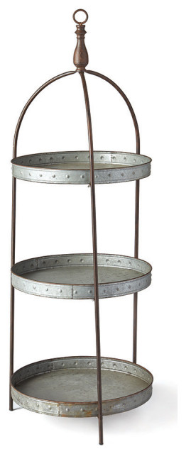 Galvanized Round 3-Tier Display Stand - Farmhouse - Dessert And Cake ...