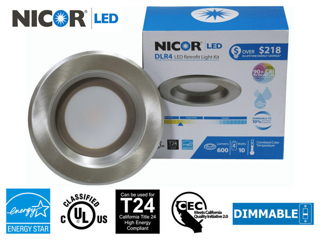 NICOR DLR4-3006-120-5K-WH 4" LED Recessed Downlight, 5000K ...