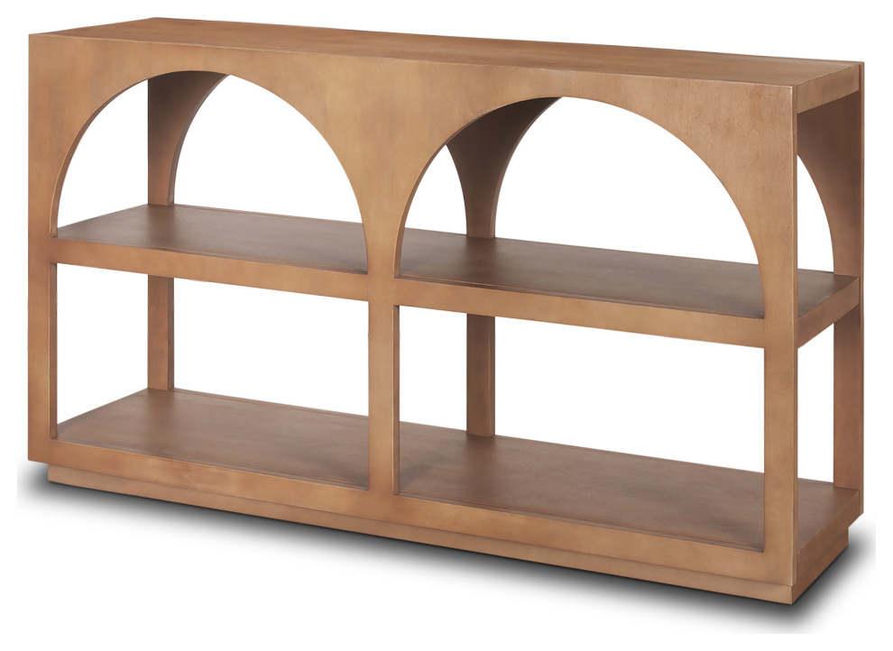 Bela Medium Brown Solid Wood Arched Console Table, 54" Length ...
