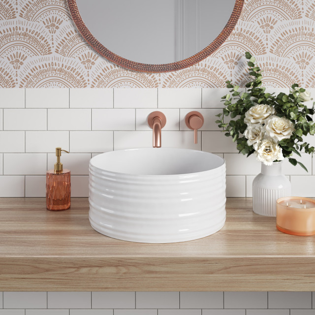 Adour 16'' Vessels Sink, White, 16 x 16 - Contemporary - Bathroom Sinks ...