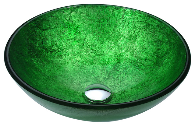 ANZZI Posh Series Deco-Glass Vessel Sink, Celestial Green ...