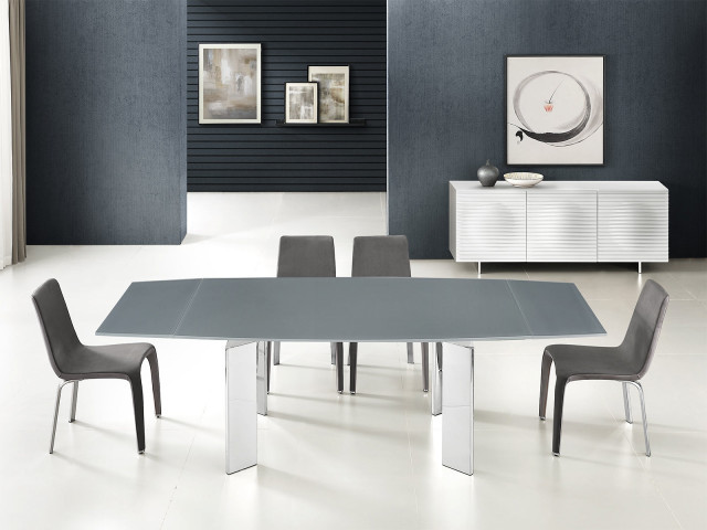Astor Manual Dining Table with Stainless Base and Gray Top ...