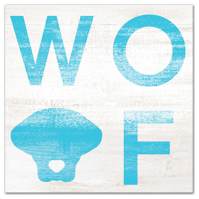 Designs Direct Creative Group Woof Distressed Blue Wall Art, 24x24 ...