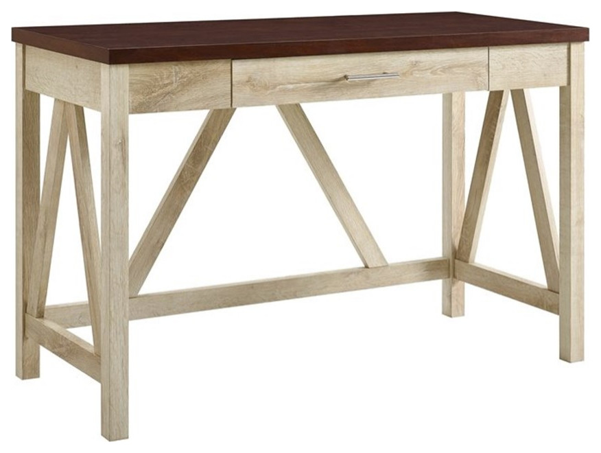 Walker Edison 46" A-Frame Farmhouse Wood Writing Desk in White Oak ...