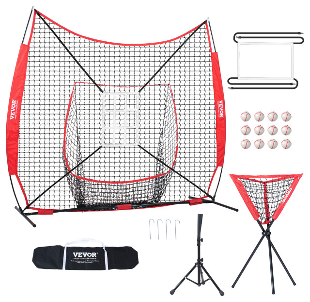 VEVOR 7x7 ft Baseball Softball Practice Net Hitting Batting Multiple ...