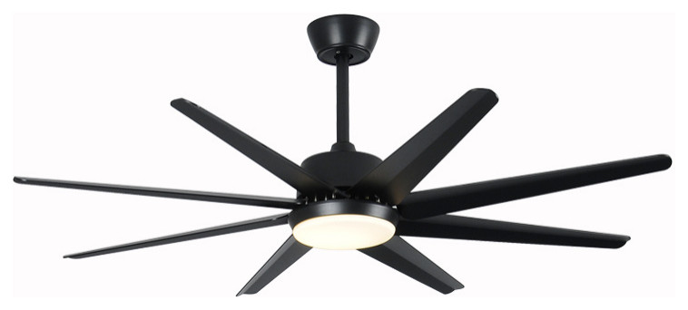 66" Modern Aluminum LED Ceiling Fan With Remote Control, Dia66.1 ...