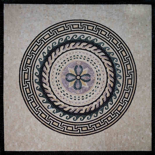 Geometric Mosaic - Neutral Mosaic Designs, 72" x 72" - Contemporary ...