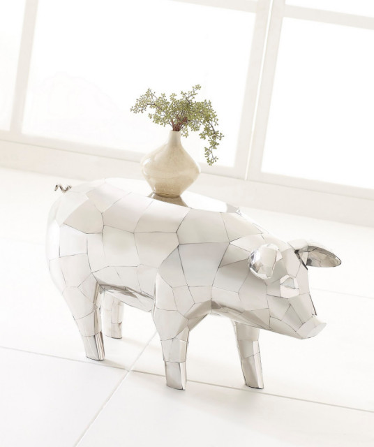 Babe Pig Side Table, Stainless Steel - Farmhouse - Side Tables And End ...