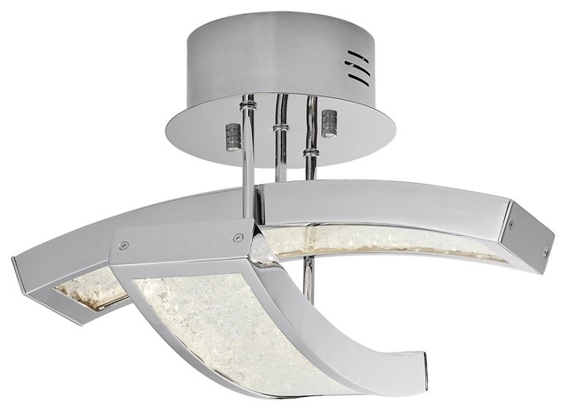 Crushed Ice 13.5" 19.2W 96 LED Semi-Flush Mount Chrome Clear Glass and ...