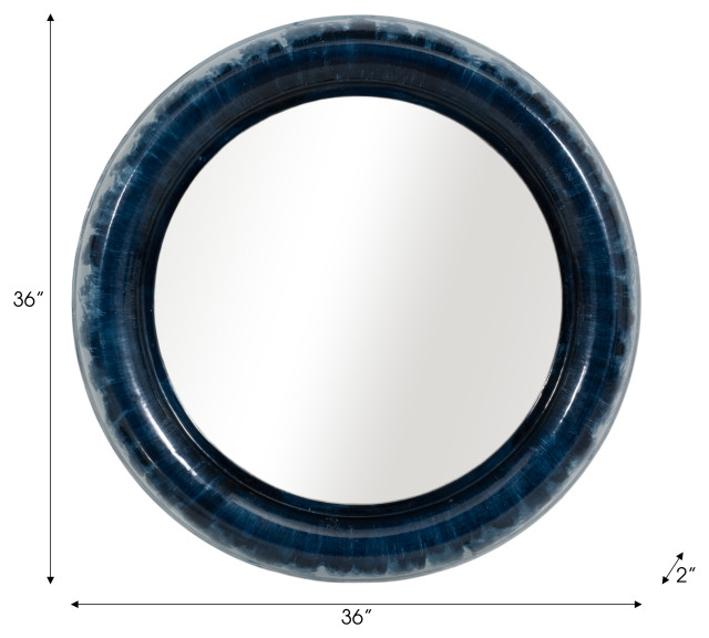 Metal 36" Round Mirror, Blue - Contemporary - Wall Mirrors - by ...