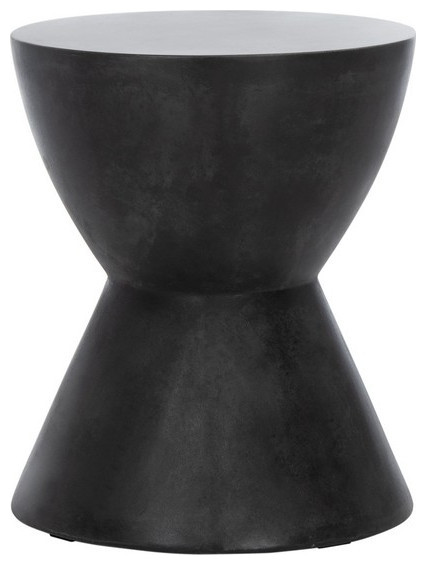 Lachlan Indoor/Outdoor Modern Concrete Round 17.7" H Accent Table Black ...