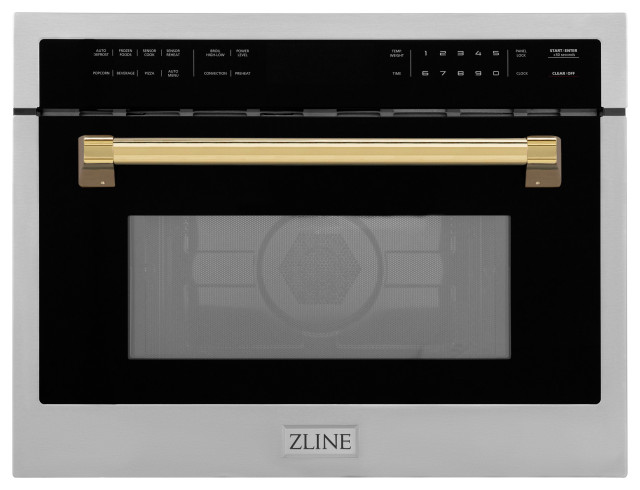 ZLINE 24 In. Autograph Microwave Oven, Stainless With Gold Accents ...