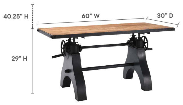 Genuine 60" Crank Adjustable Height Dining Table and Computer Desk ...