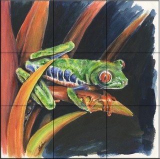 Tile Mural, Costa Rican Leaping Frog by Charlsie Kelly - Tropical ...