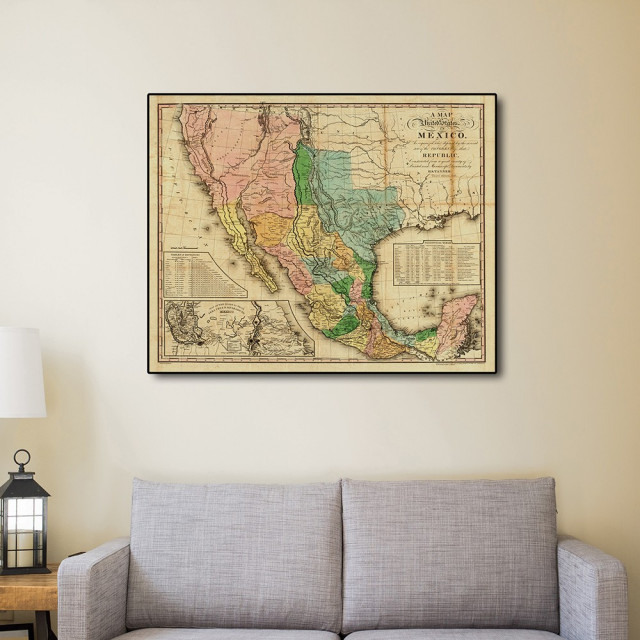 Vintage 1846 Map Of Mexico Unframed Print Wall Art - Contemporary ...
