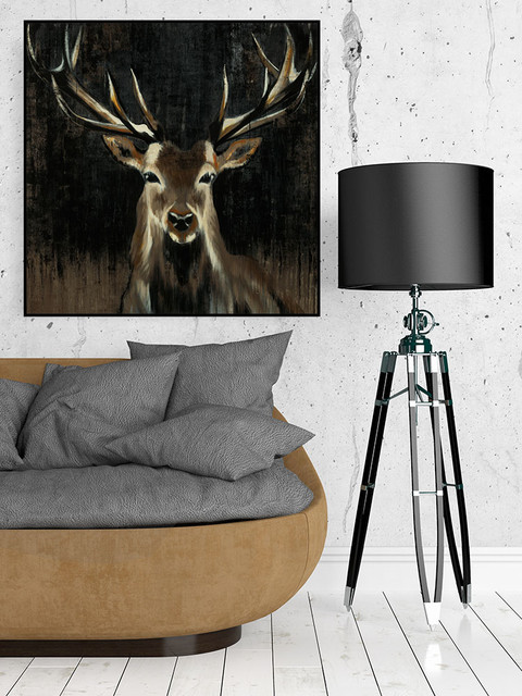 "Young Buck" Art block Framed Canvas, 20"x20" - Rustic - Prints And ...