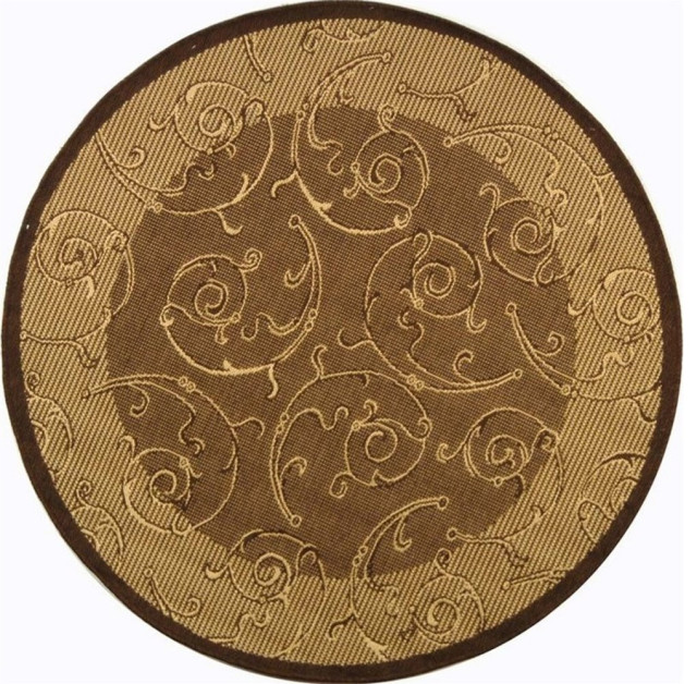 Safavieh Courtyard Brown Indoor Outdoor Rug - Round 7'10", Round 7'10 ...