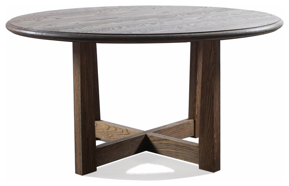 Hand Crafted Solid Oak Round Dining Table, 60x60 - Transitional ...
