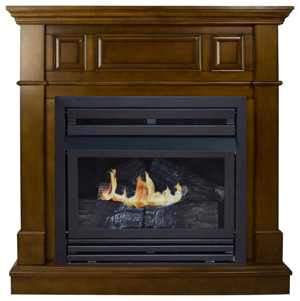 Pleasant Hearth 42" Vent Free Duel Fuel Gas Fireplace, Heritage ...