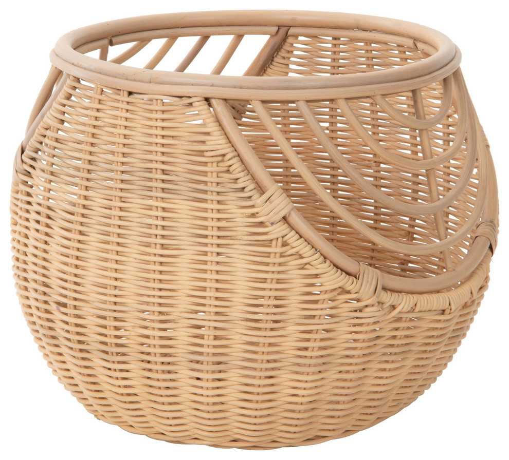 Spider Round Wicker Decorative Storage Basket, Natural - Tropical ...