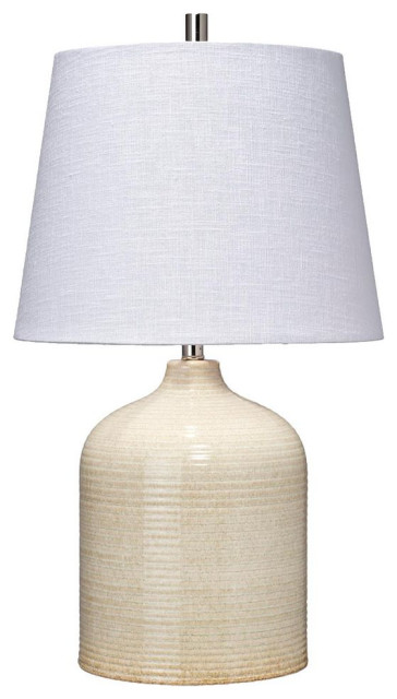 Modern Farmhouse Taupe Milk Jug Shaped Table Lamp 22 in Ribbed Ceramic ...