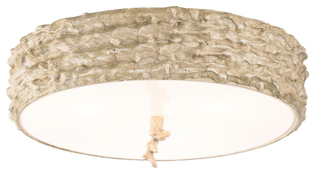 Trellis Bone Finish 3-Light Flush - Transitional - Flush-mount Ceiling ...