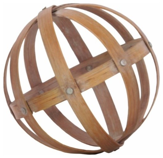 Bamboo Orb Dyson Sphere with 5 Circular Rings, Medium, Natural Brown ...