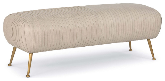 Beretta Leather Bench, Cappuccino - Midcentury - Upholstered Benches ...