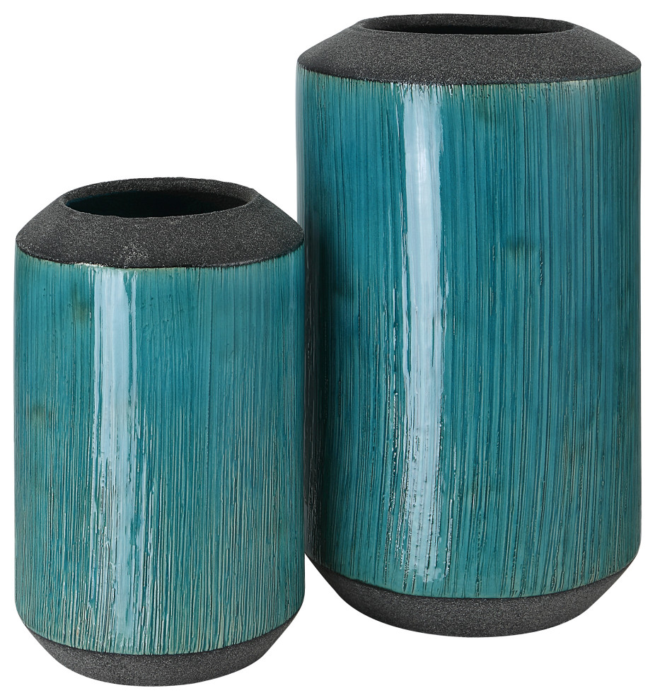 Maui Aqua Blue Vases, S/2 - Contemporary - Vases - by Ownax | Houzz