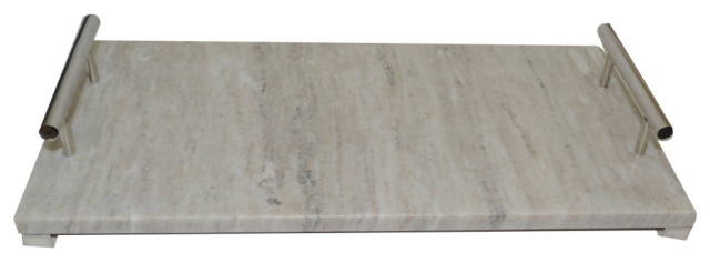 Marble 18x9 Tray With Handles, Gray - Transitional - Serving Trays - by ...