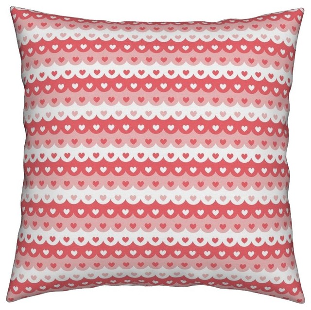 Coeur Adorable Geometric Hearts Scallops Throw Pillow - Contemporary ...