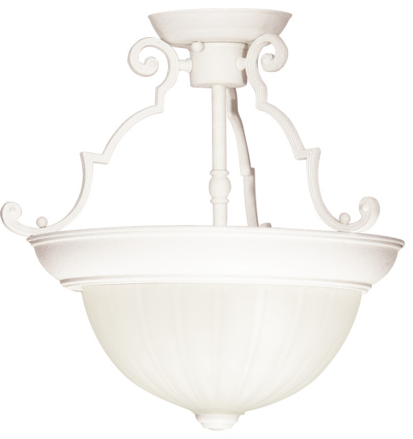 2-Light 13" Flush Mounted Light Fixture In Textured White Finish ...